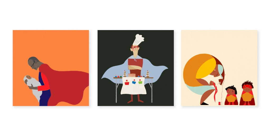 Download FREE Superhero Illustrated Cards for Father's Day