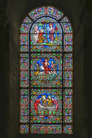 Romanesque Stained Glass Window Nave Romanesque-gothic Editorial Stock ...