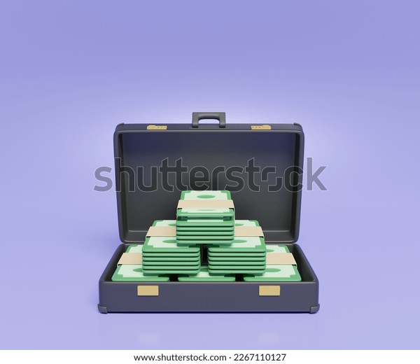 3d Render Stack Banknote Open Black Stock Illustration 2267110127 ...