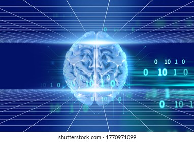 3d Rendering Human Brain On Technology Stock Illustration 1029244510 | Shutterstock