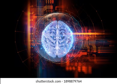 3d Rendering Human Brain On Technology Stock Illustration 1892541076 | Shutterstock