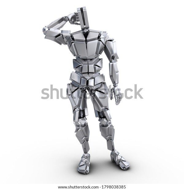 3d Rendering Humanoid Robot Thinking Stock Illustration 1798038385 ...