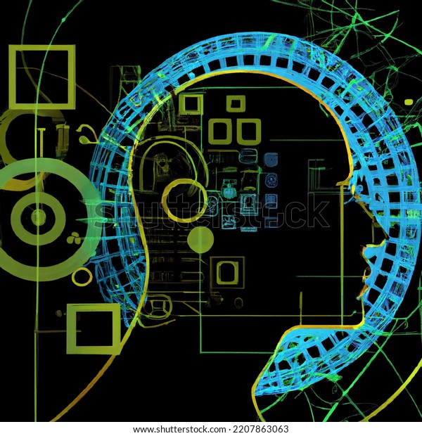 Artificial Intelligence Concept Illustration Cyber Human Stock ...