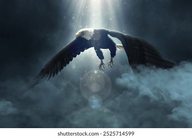 Bald Eagle Flying Over Clouds Isolated Stock Illustration 2525714599 | Shutterstock