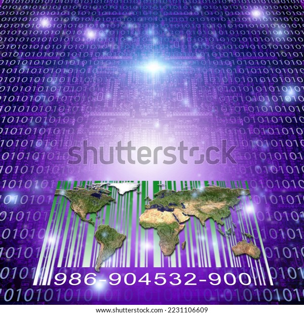 Binary Code World Map Bar Code Stock Illustration 2231106609 Shutterstock