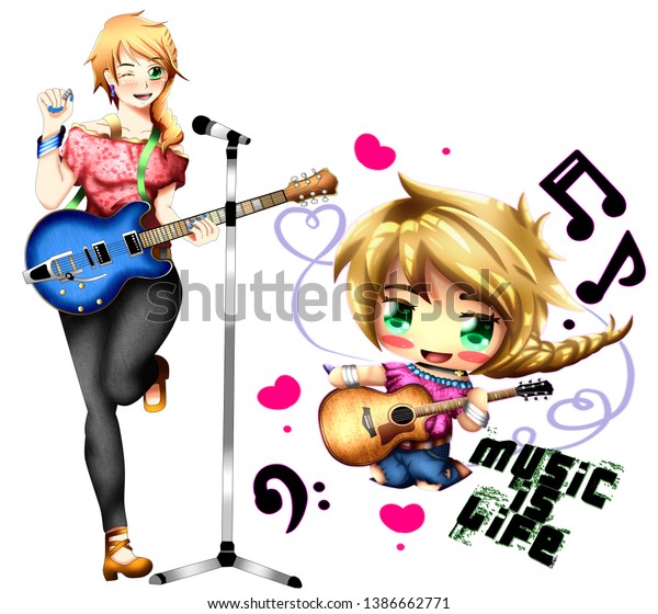 Characters Design Normal Chibi Version Anime Stock Illustration ...