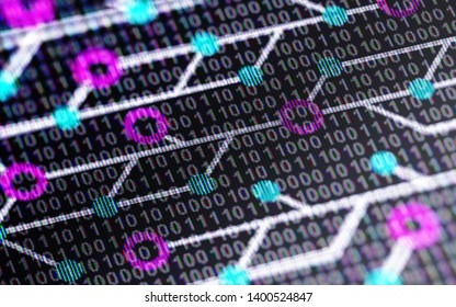 Circuit Board Binary Code Screen Illustration Stock Illustration ...