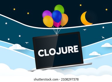 Clojure Programming Language Balloons Carries Laptop Stock Illustration ...