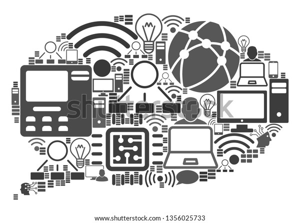 Cloud Computing Collage Created Bigdata Illustrations Stock ...