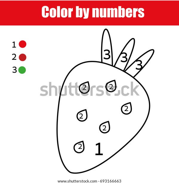 Coloring Page Strawberry Color By Numbers Stock Illustration 693166663 ...