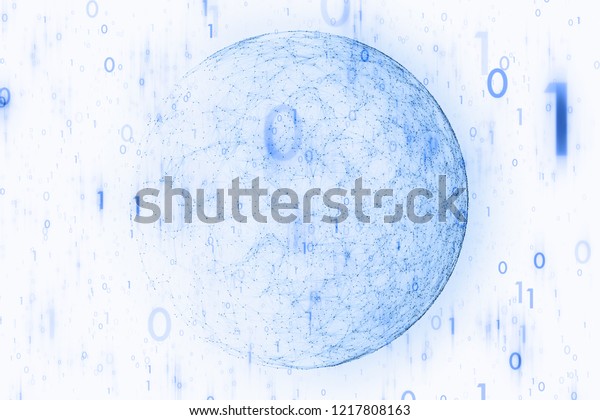 Computer Network Cyberspace Sphere Binary Numbers Stock Illustration ...