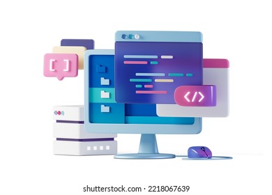 Computer Programming Developing Software 3d Rendered Stock Illustration ...