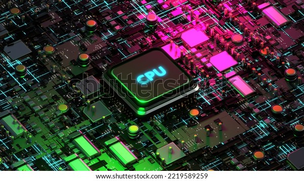 Cpu Modern Processor Motherboard Computer Chip Stock Illustration ...