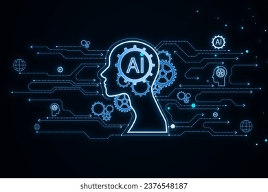 Creative Ai Head Outline Hologram Circuit Stock Illustration 2375602281 ...