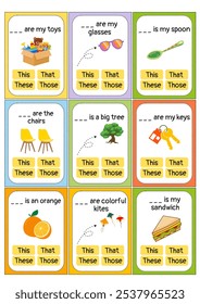 Demonstrative Pronouns Task Cards Printable Grammar Stock Illustration ...