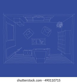 Digital 2d Blueprint Freehand Sketch Drawing Stock Illustration ...