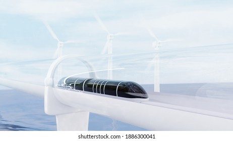 Future Train Futuristic Hyperloop Technology Sea: ภาพประกอบสต็อก ...
