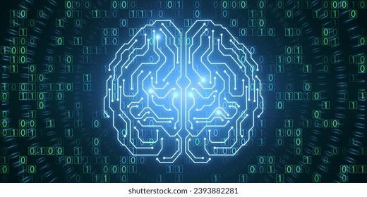 Glowing Brain Hologram Binary Coding On Stock Illustration 2393882281 | Shutterstock