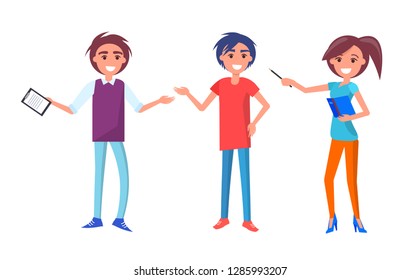 Guide Museum Pointer Folder Presentation Showing Stock Illustration ...