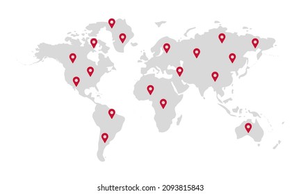 World Map Pins Pointers Mark Vector Stock Vector (Royalty Free ...