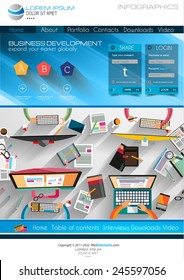 Modern Website Template Flat Style Infographics Stock Illustration ...