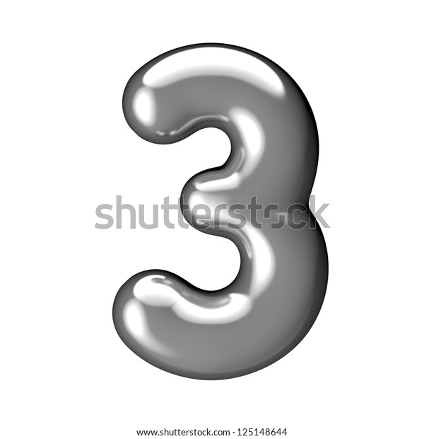 Number 3 Chrome Round Solid Alphabet Stock Illustration 125148644 ...