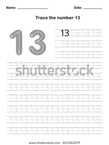 Numbers Tracing Worksheets Practicing Fine Motor Stock Illustration ...