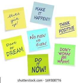 Positive Motivation Messages On Sticky Notes Stock Illustration ...