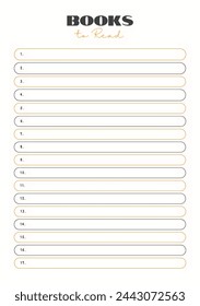 Printable Books Read List Template Minimalist Stock Illustration ...