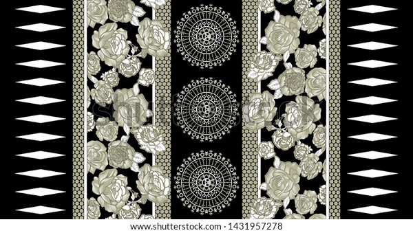 Printable High Resolution Border Design Floral Stock Illustration ...