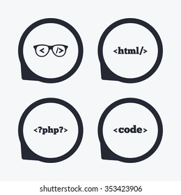 Programmer Coder Glasses Icon Html Markup Stock Illustration 353423906 | Shutterstock