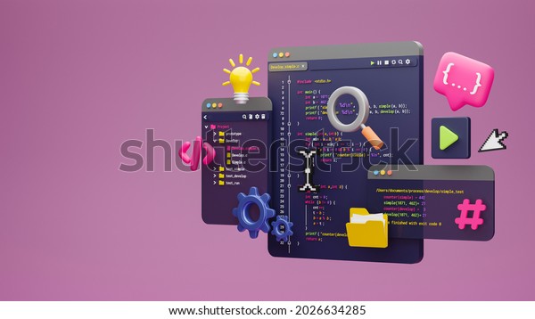 Programmer Developer Typing Script Source Languages Stock Illustration ...