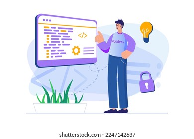 Programmer Working Concept People Scene Man Stock Illustration 2247142637 | Shutterstock