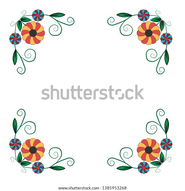 Rectangular Floral Border Frame Template Decorative Stock Illustration ...