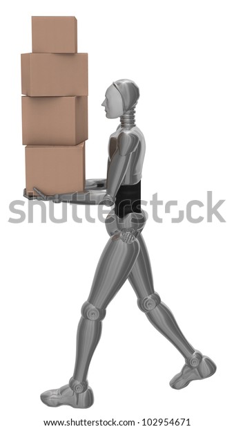 Robot Moves Cardboard Boxes Stock Illustration 102954671 | Shutterstock