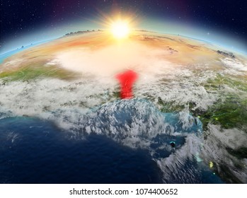 Satellite View Benin Highlighted Red On Stock Illustration 1074400652 ...