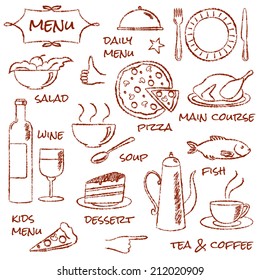 Hand Drawn Restaurant Menu Elements Stock Vector (Royalty Free ...
