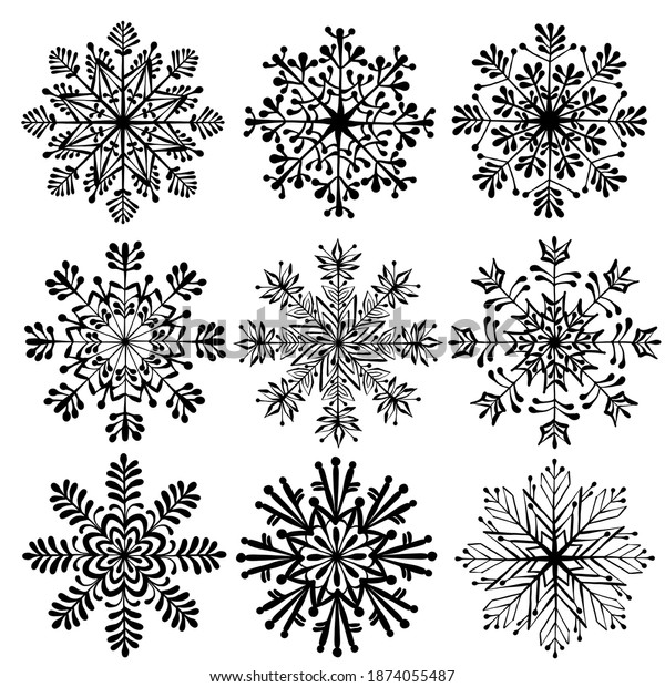 Snowflake Set Design Elements Patterns Packaging Stock Illustration ...