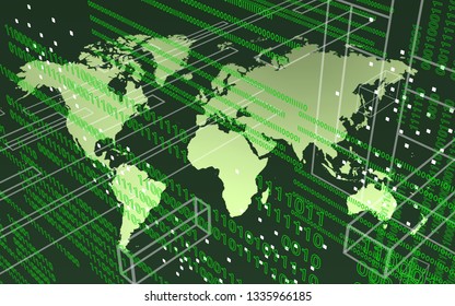Tech Map World Binary Code Stock Illustration 1335966185 | Shutterstock
