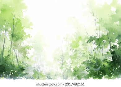 Watercolor Forest Withe Background Beautiful Landscape Stock ...