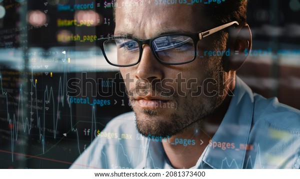 Close-up Portrait Software Engineer Working On Stock Photo 2081373400 ...