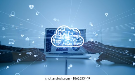 Cloud Computing Concept Communication Network Stock Photo 1861853449 ...