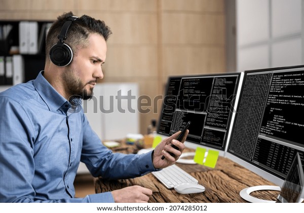 Coder Using Computer Desk Web Developer Stock Photo 2074285012 | Shutterstock