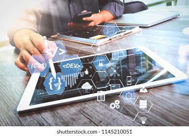 Coding Software Developer Work Augmented Reality Stok Fotoğrafı 1145210051 | Shutterstock