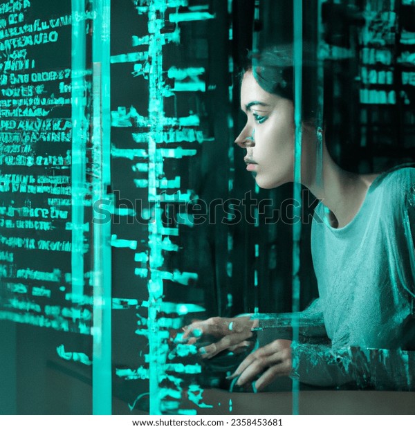 Computer Hologram Script Woman Programming Software AI-generated image 2358453681 | Shutterstock