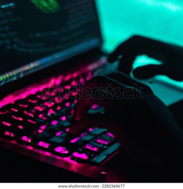Cyberpunk Photo Python Programmer Typing On Imagen generada por IA 2282360677 | Shutterstock