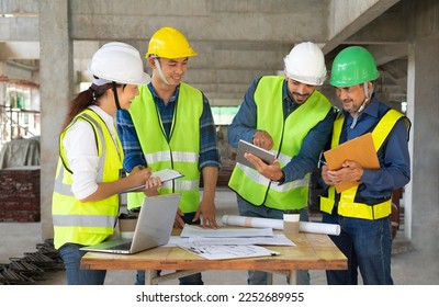 Engineering Teams Meeting Discussing Under Construction Stock Photo ...