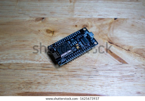 Esp8266 Nodemcu Microcontroller Board Iot Project Stock Photo ...