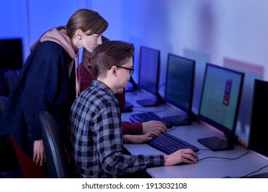 Side View People Working Office Computer Stock Photo 1913032267 ...