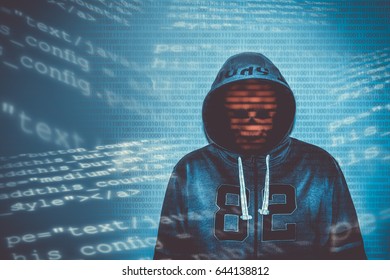 Hacker Over Screen Binary Code Surrounded Stock Photo 644138812 | Shutterstock